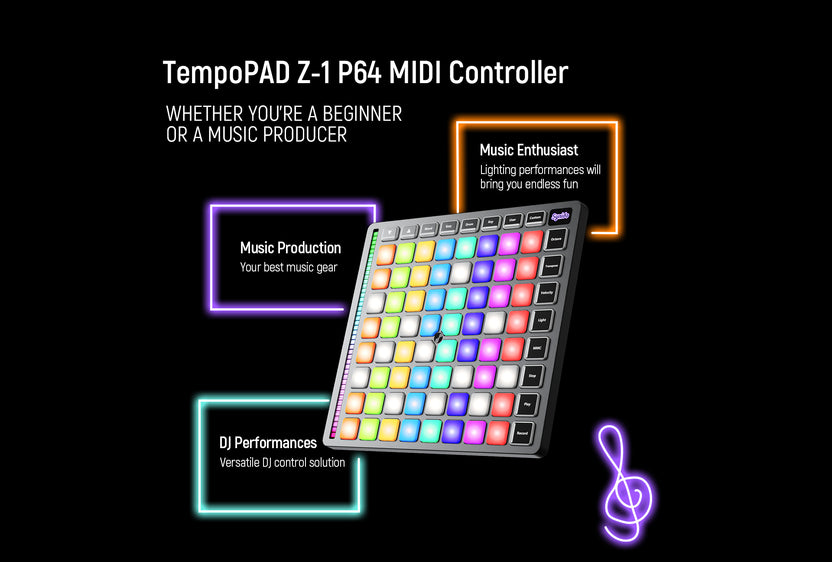 Synido TempoPAD Z-1 MIDI Controller Beat Maker DJ Equipment 64 Pads