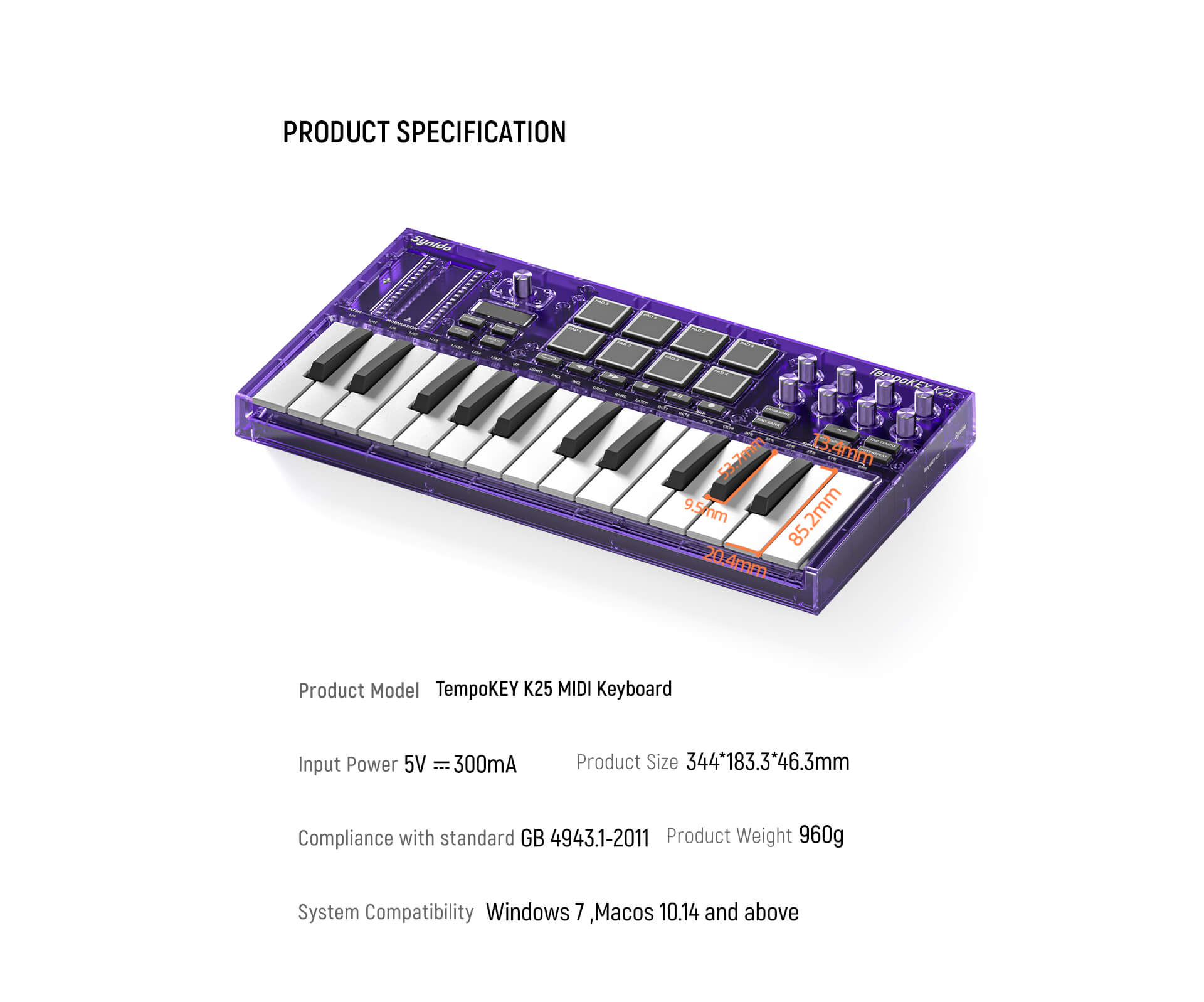 TempoKEY K25 MIDI Controller Keyboard Beat Maker – Synido