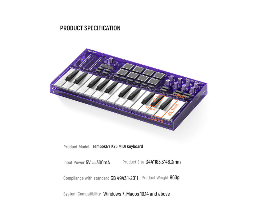 TempoKEY K25 MIDI Controller Keyboard Beat Maker – Synido