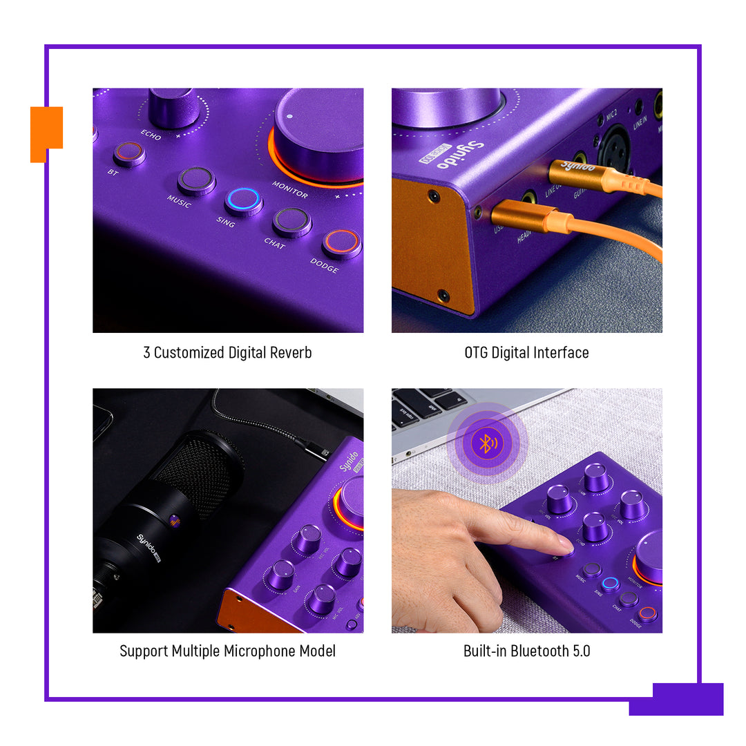 Synido Voice 100 Purple Audio Interface Controller Sound Card