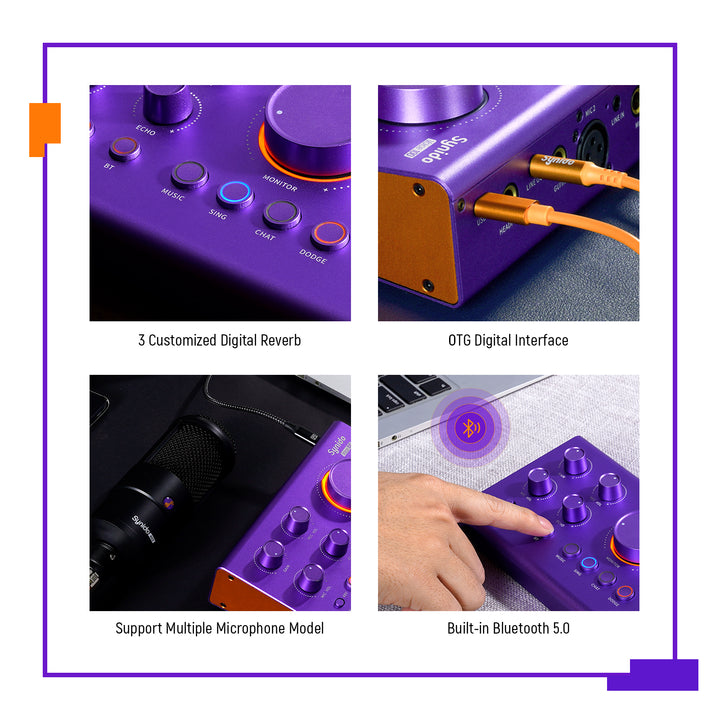 Synido Voice 100 Purple Audio Interface Controller Sound Card