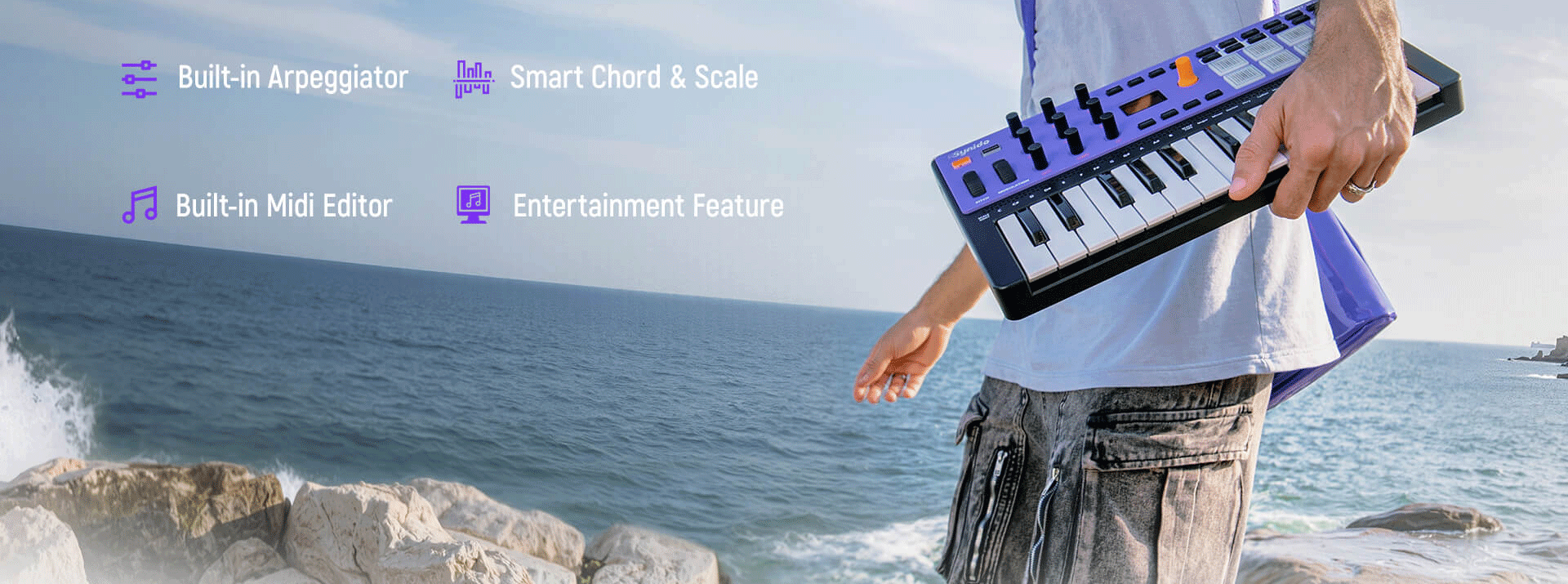 Synido TempoKEY W25 MIDI Keyboard Controller Wireless Bluetooth