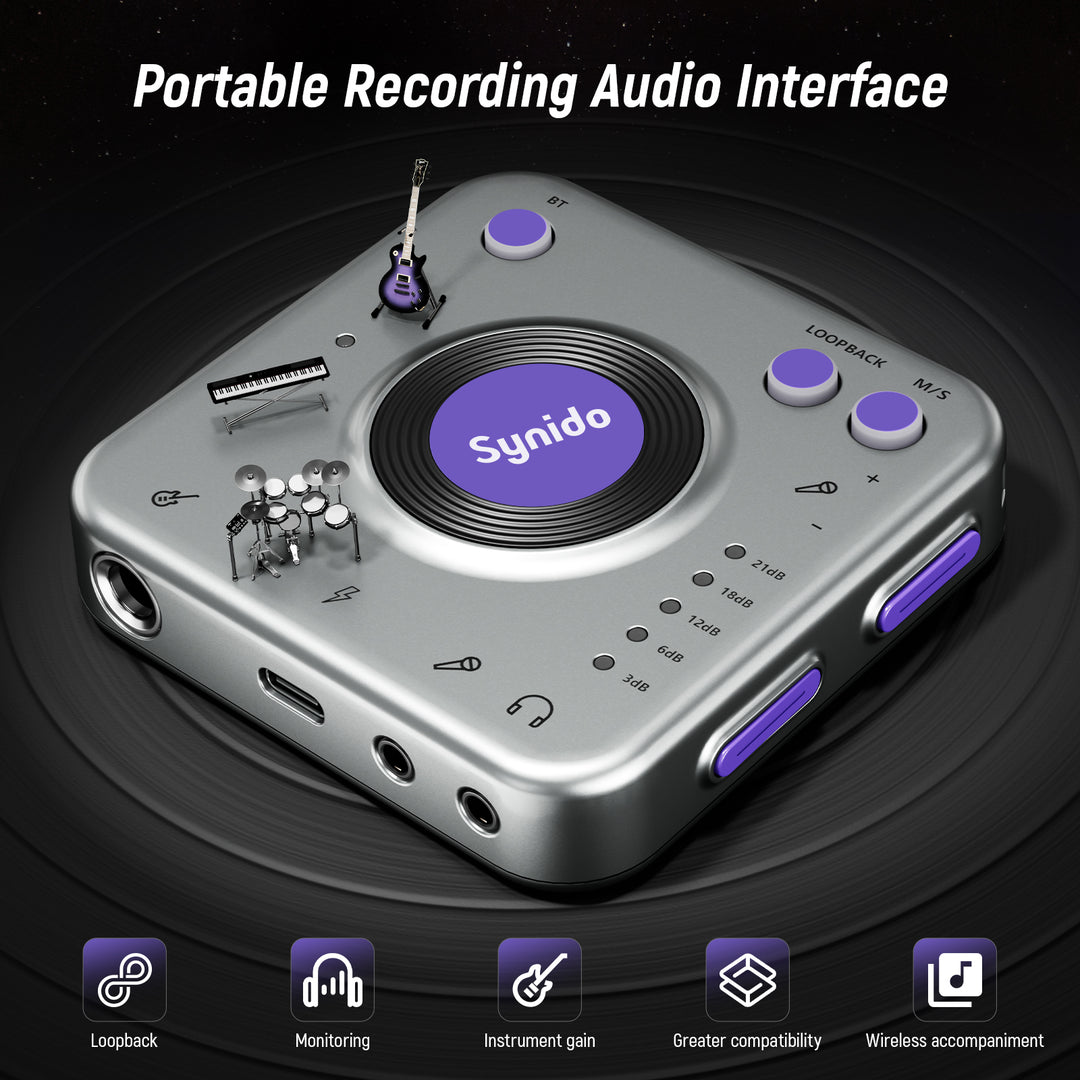 Synido Live Dock A20 Audio Interface Portable Music Recording Sound ...
